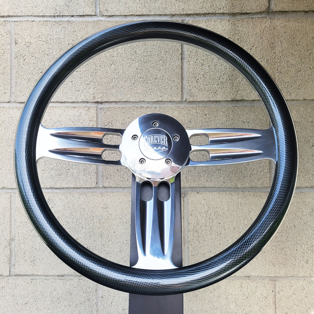 18" Half Wrap Double Barrel - Polished – Forever Sharp Steering Wheels
