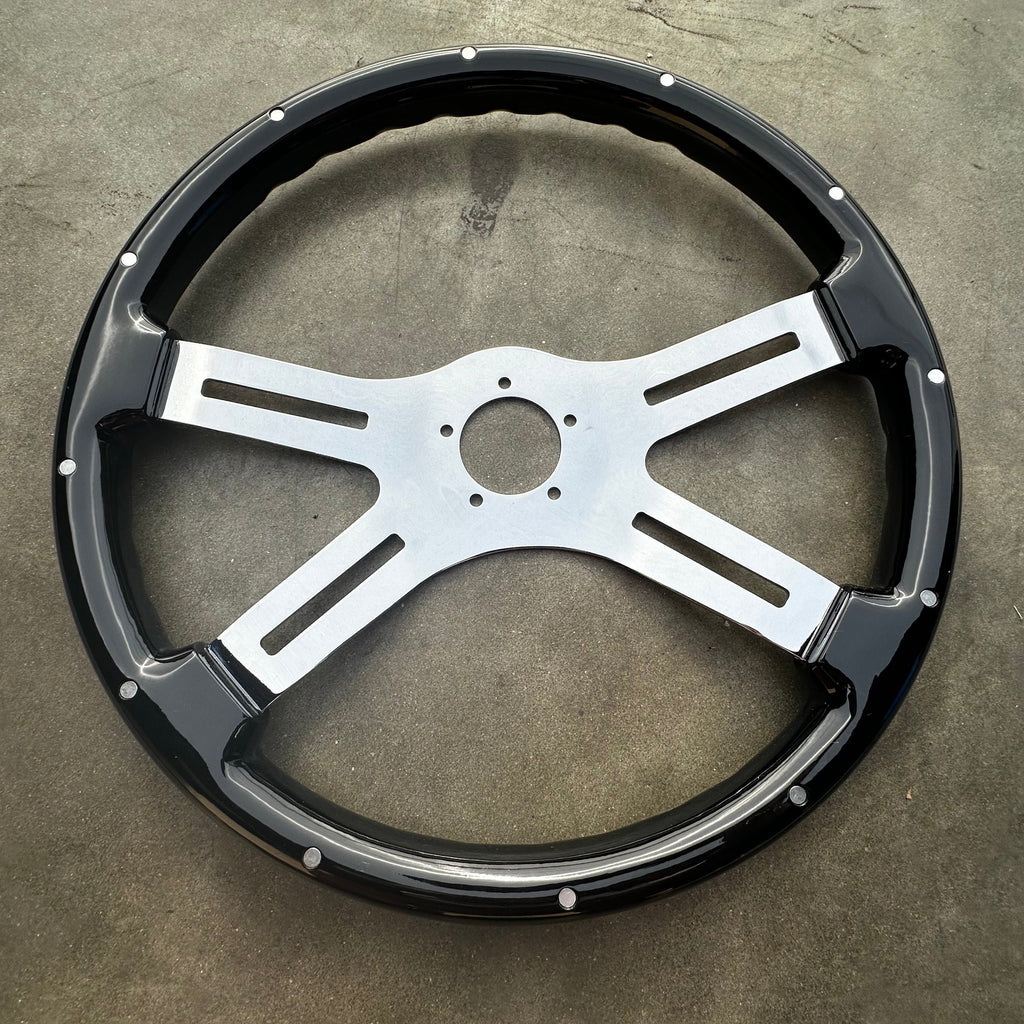 FACTORY SECOND: 18" CHROME DUAL CLASSIC BLACK W/ ALUMINUM RIVETS ...