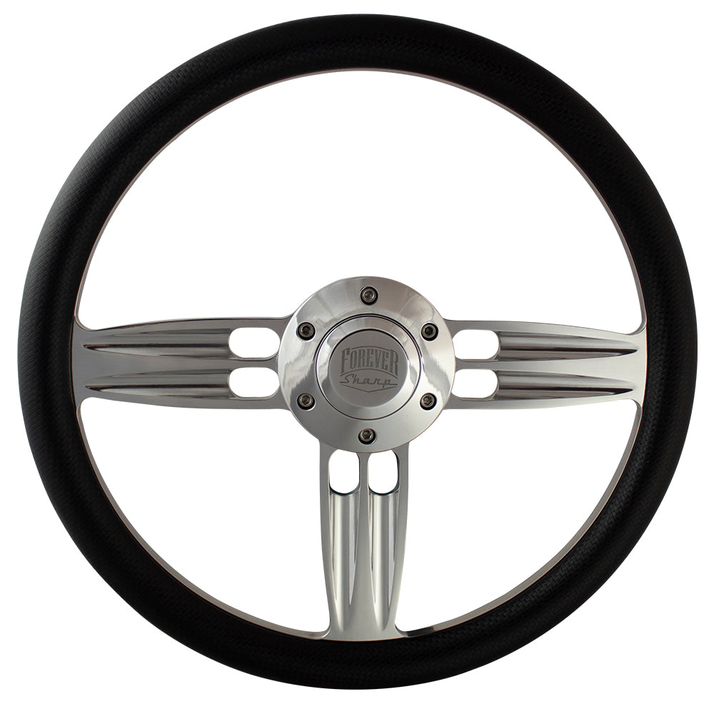 14" Polished Double Barrel Half Wrap - Vinyl – Forever Sharp Steering ...