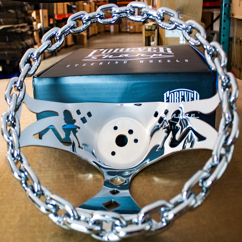 11" Chrome Pin-Up - Chrome Chain – Forever Sharp Steering Wheels