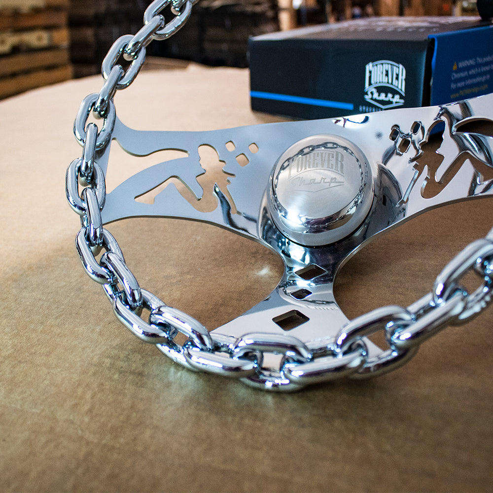 11" Chrome Pin-Up - Chrome Chain – Forever Sharp Steering Wheels