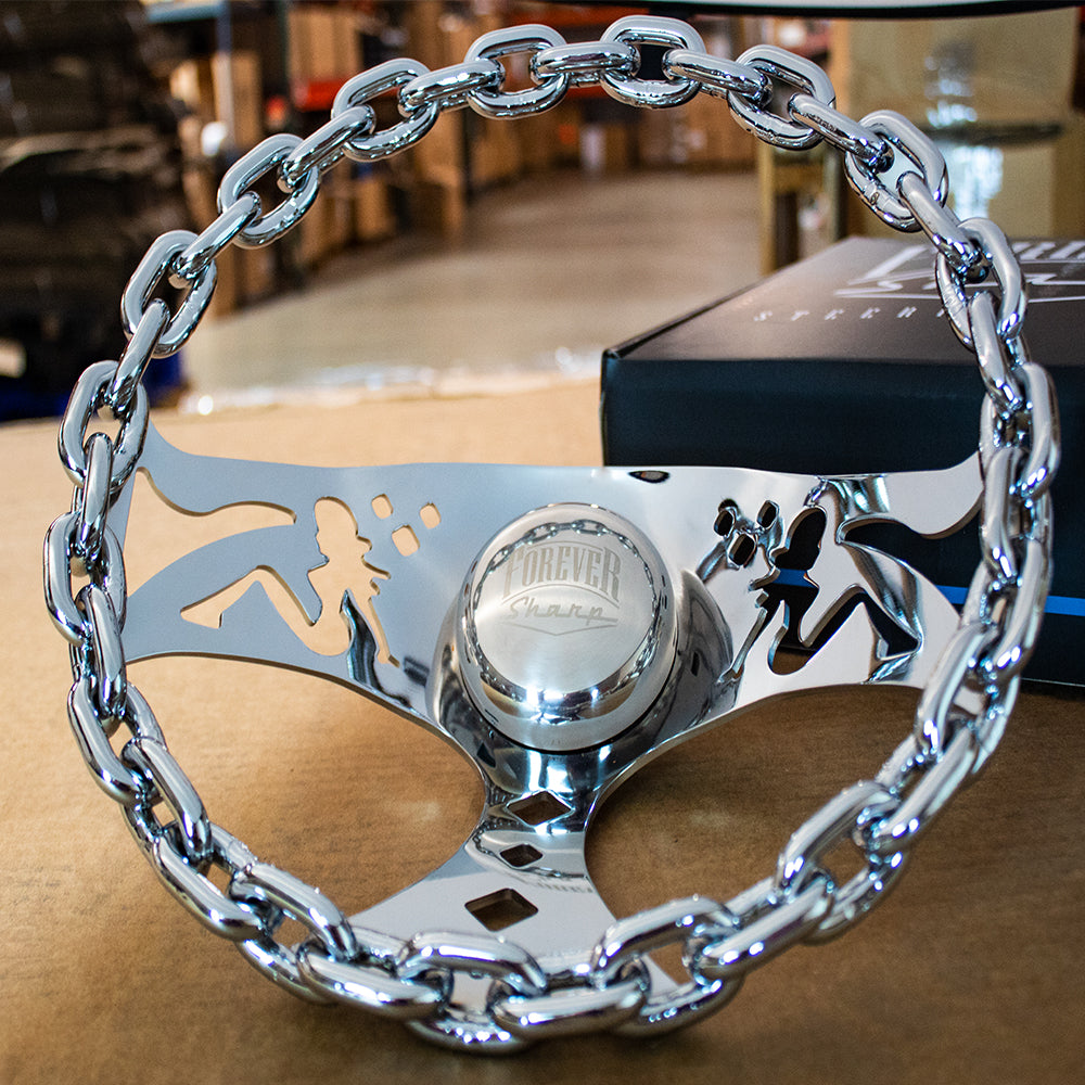 11" Chrome Pin-Up - Chrome Chain – Forever Sharp Steering Wheels