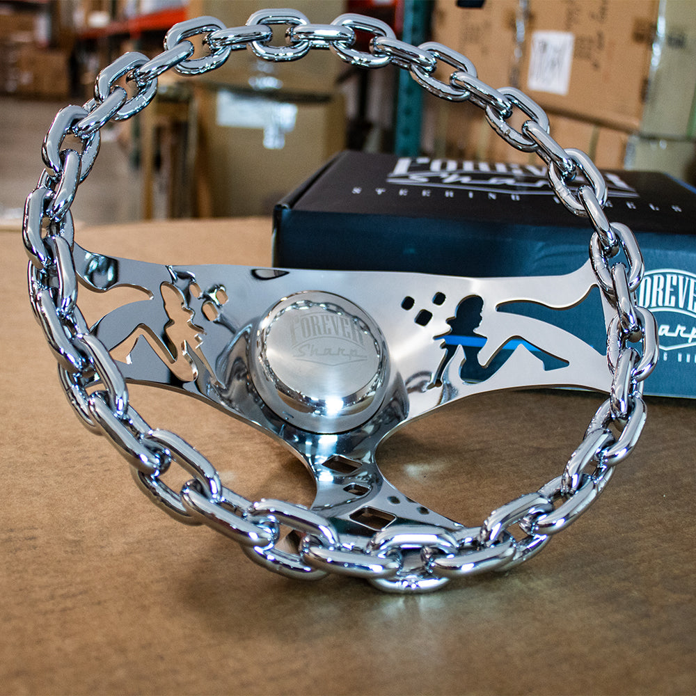 11" Chrome Pin-Up - Chrome Chain – Forever Sharp Steering Wheels