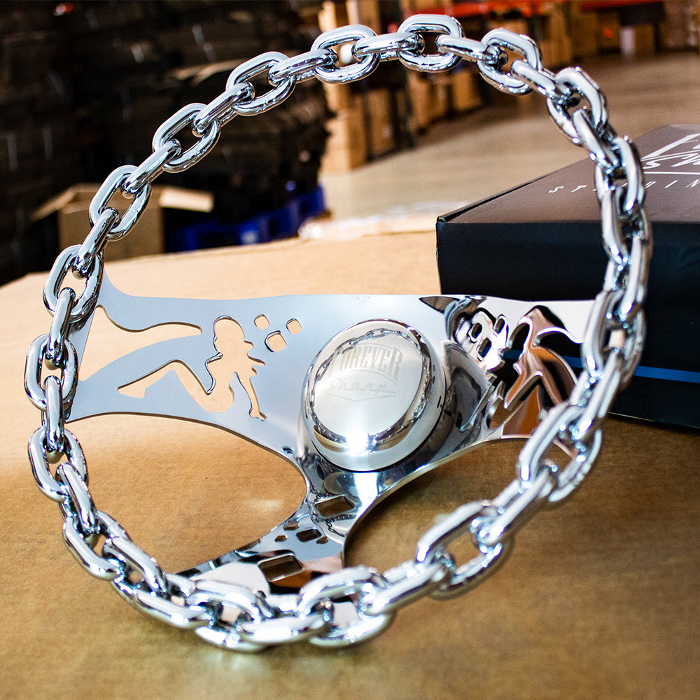 11" Chrome Pin-Up - Chrome Chain – Forever Sharp Steering Wheels