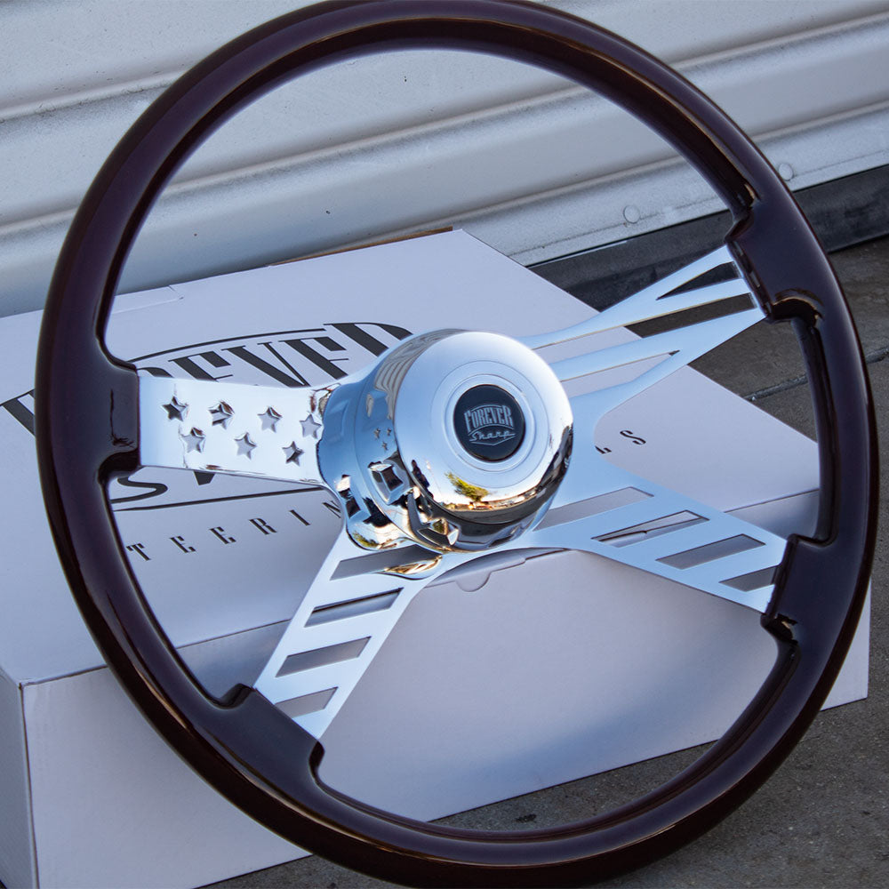 18" Chrome Stars and Stripes- Dark – Forever Sharp Steering Wheels